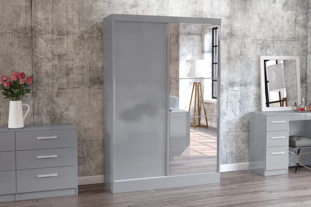 Solid Colour Lynx 2 Door Sliding Robe with Mirror