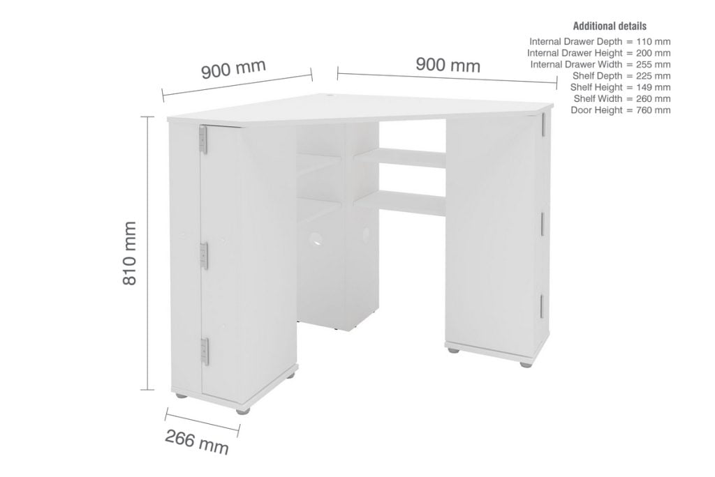 Olivia Corner Dressing Table With Storage - BigMickey.ie